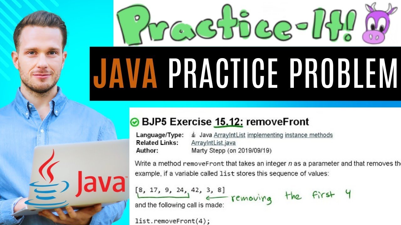 Java Practice It | Exercise 15.12: removeFront | ArrayList, #implementing instance methods