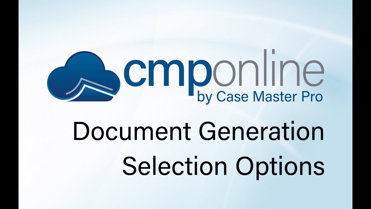 CMPOnline - Document Generation Selection Options