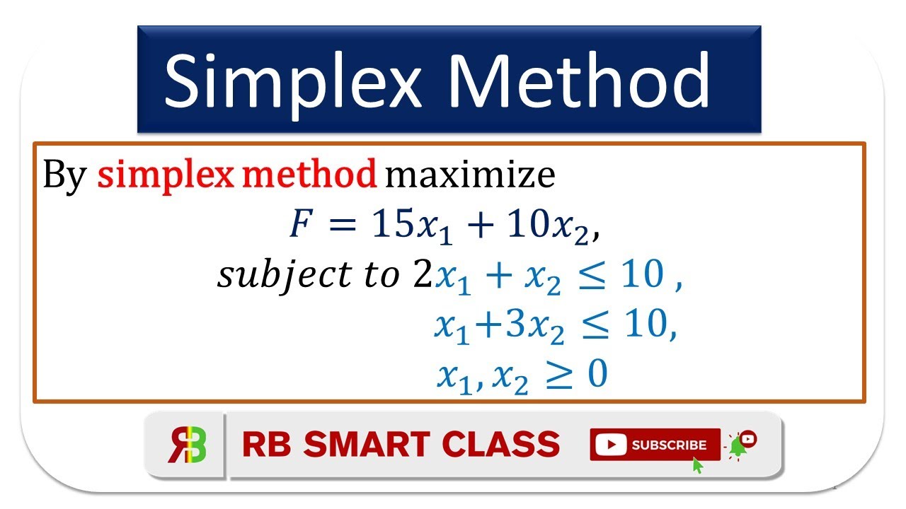 Simplex Method (Important Question from 40 marks Model Set ) || Grade 12 || RB Smart Class