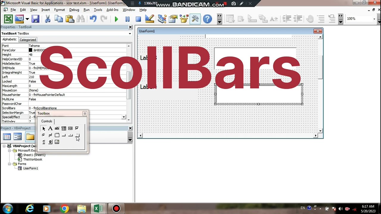 EXCEL VBA  Scroll Bars