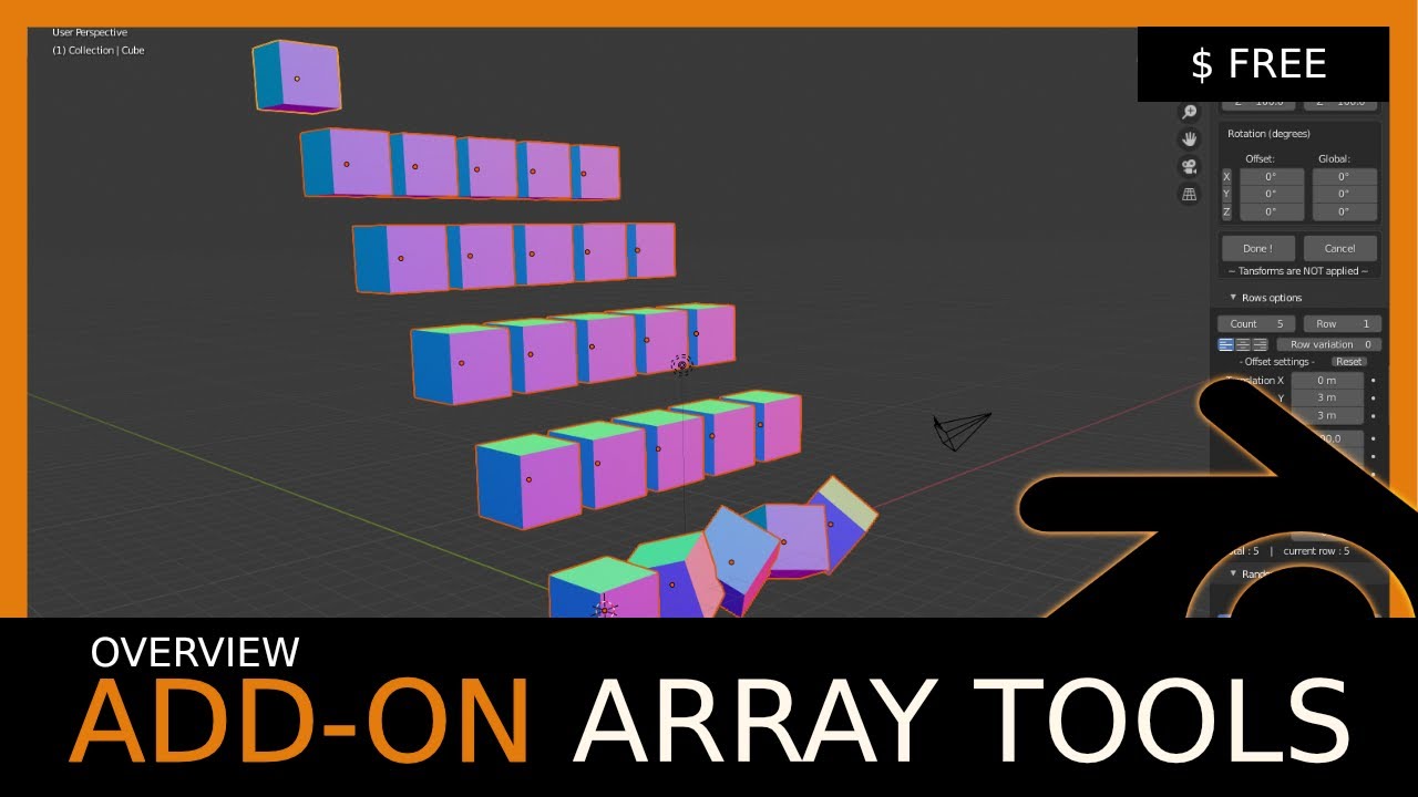 Blender add-on overview: Array Tools + how to copy rigid bodies