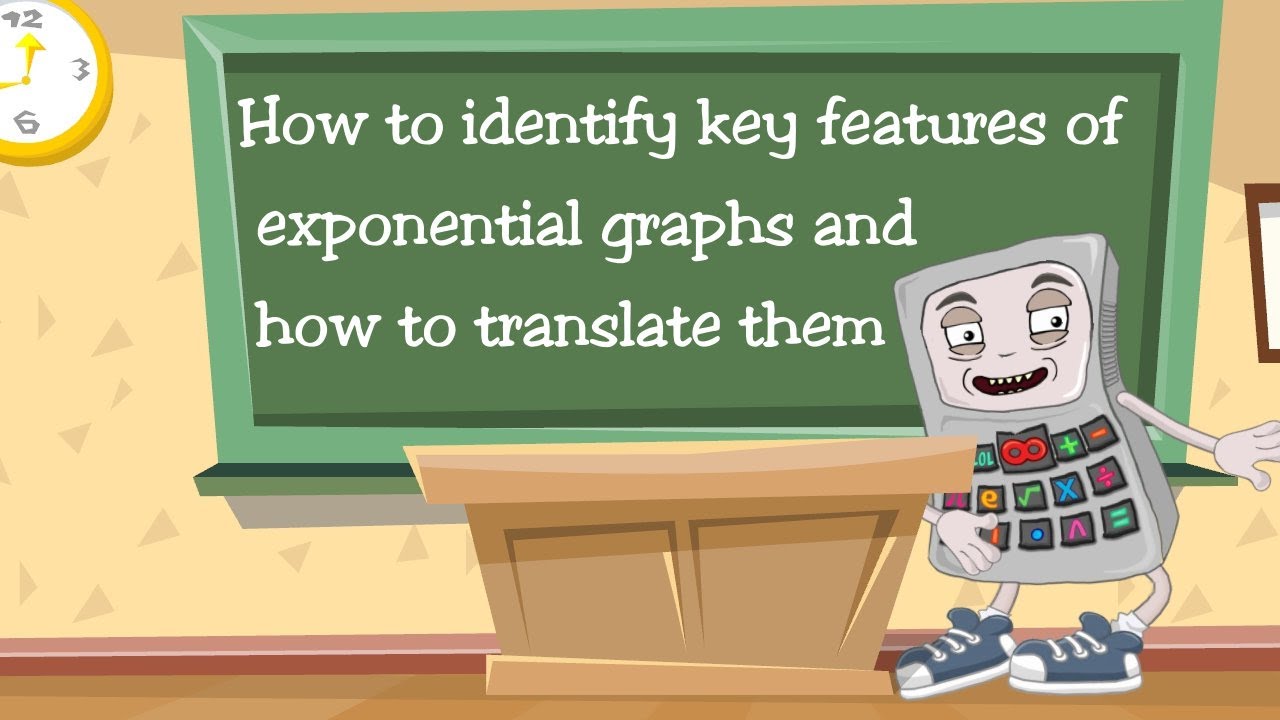 How to identify key features of exponential graphs and how to translate them