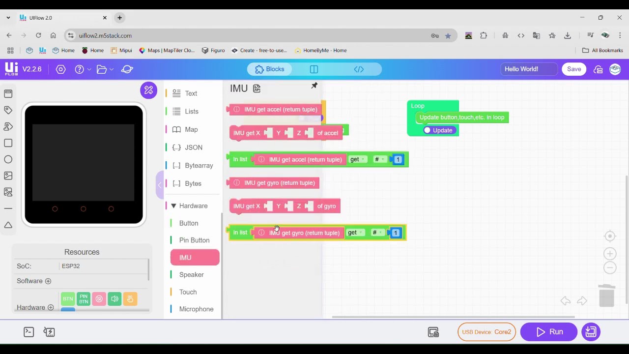 Getting started in UIFlow 2 With The M5Stack Core 2