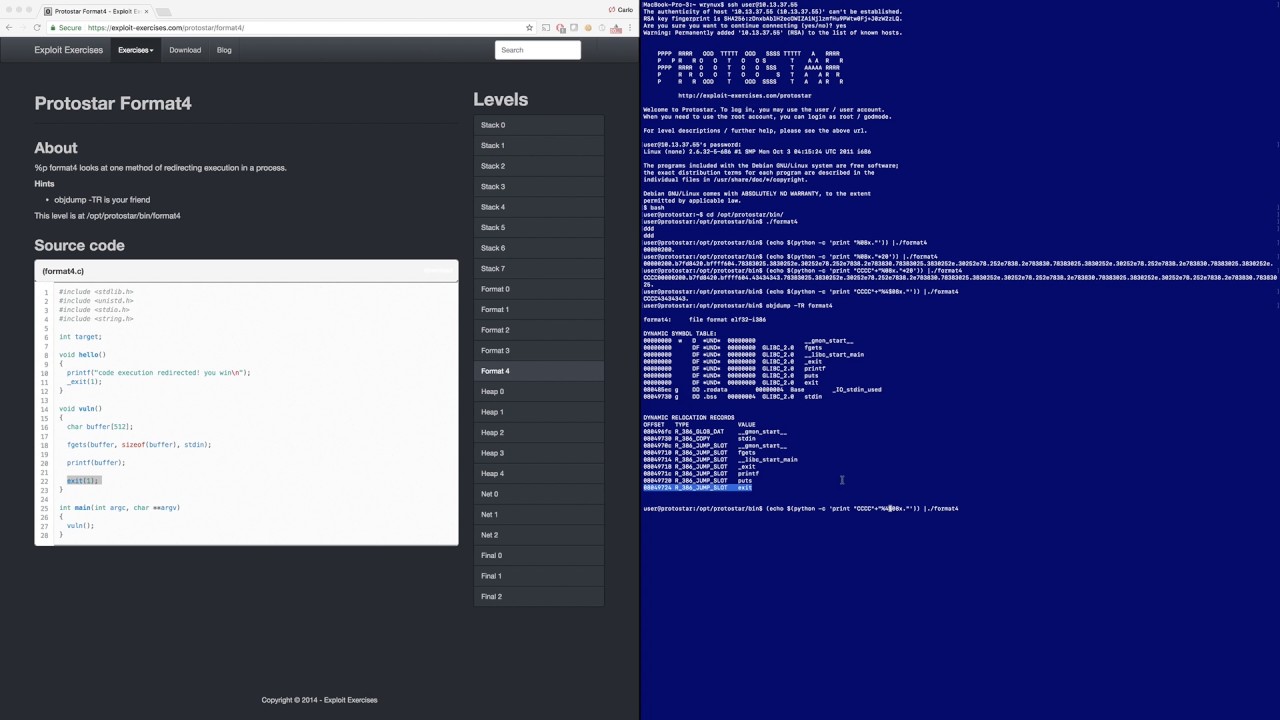 protostar format4 https://exploit-exercises.com/ [ solution ]