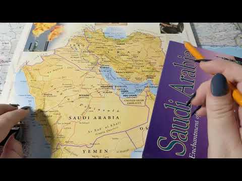 ASMR ~ Saudi Arabia History & Geography ~ Soft Spoken Map Tracing Page Turning