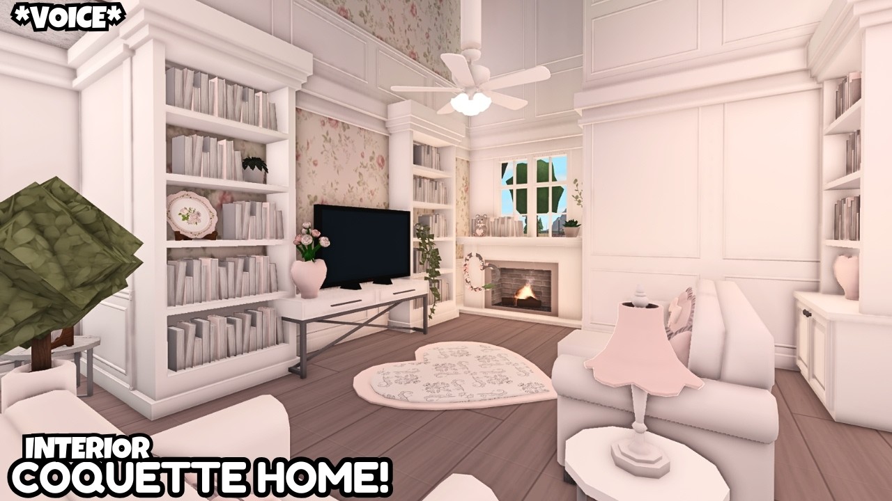 Valentine's Bloxburg Coquette House Build: INTERIOR Tutorial *VOICE*
