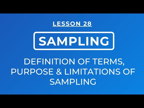 LESSON 28 - SAMPLING: DEFINITION OF TERMS USED IN SAMPLING, PURPOSE & LIMITATIONS OF SAMPLING