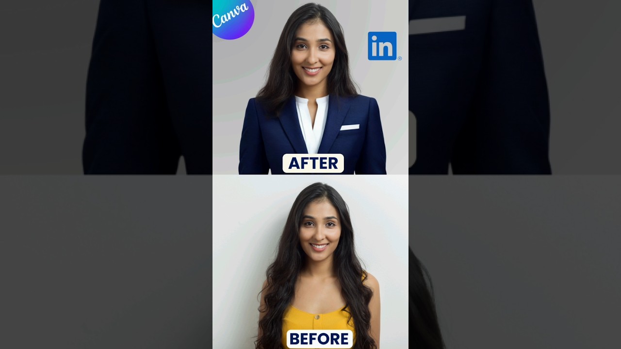 PERFECT LinkedIn profile picture shorts edit with Canva AI #linkedintips #canvadesign #canvatutorial