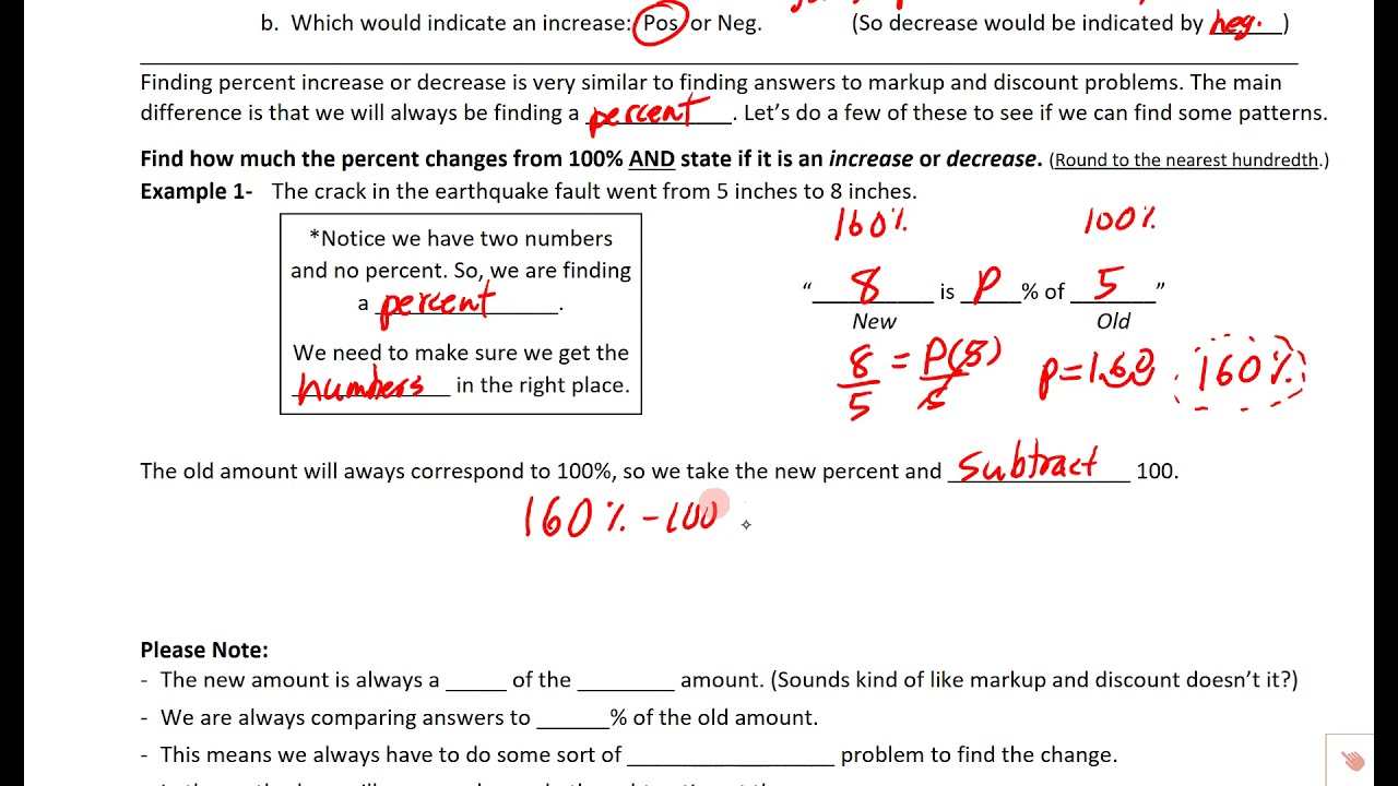8.4 Percent Change, Increase and Decrease (Part 1)