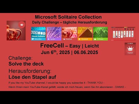 Solitaire Daily Challenges | FreeCell - Easy | Jun 6th, 2025