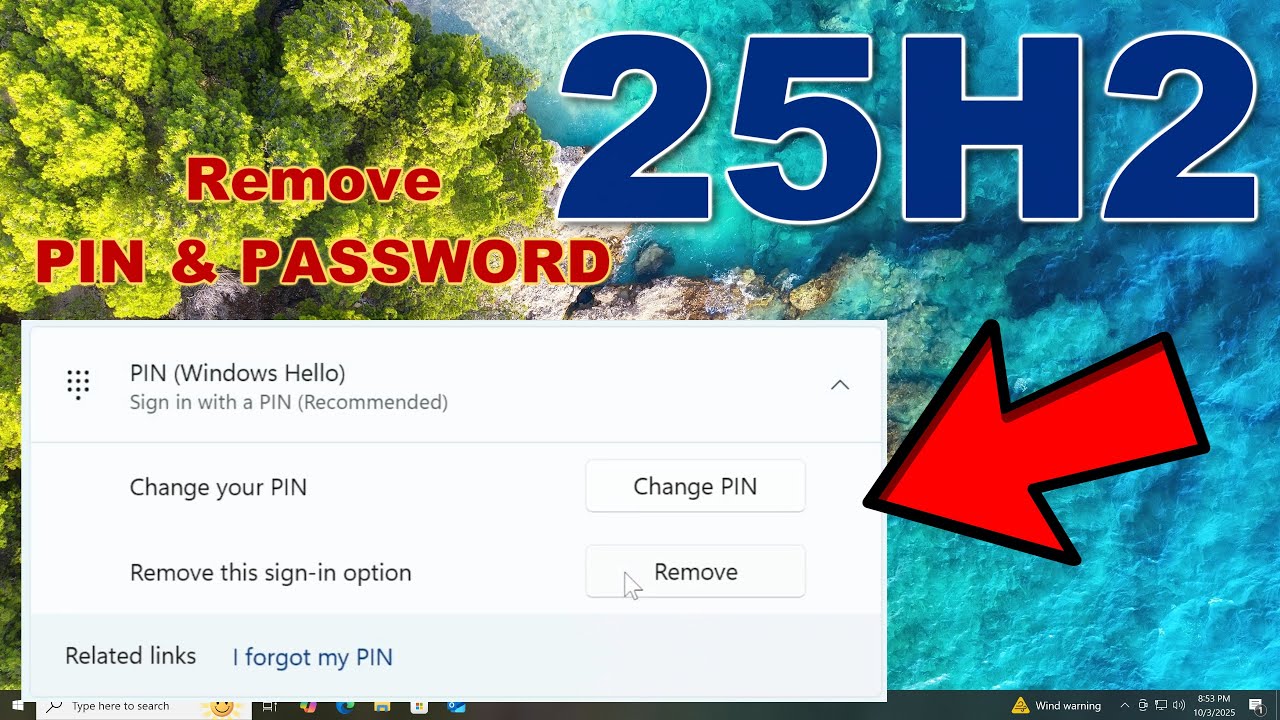 🔹How to Remove PIN and Password Login in Windows 11 25H2 (No Software)