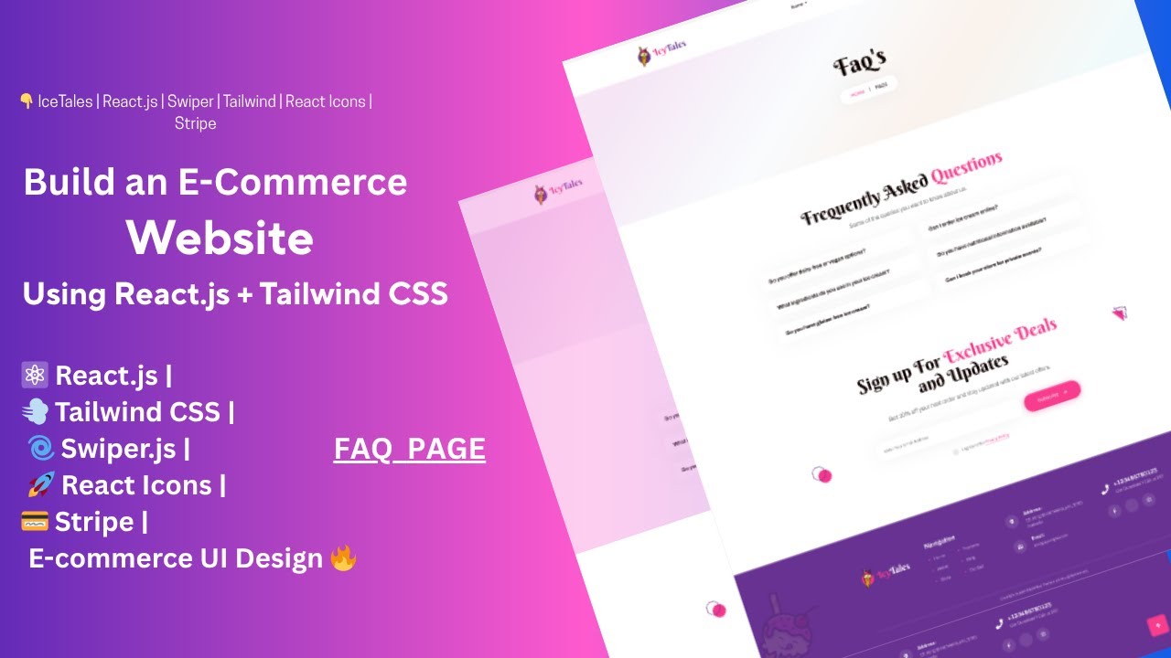 Build an E-Commerce Website FAQ Page | React.js + Tailwind CSS  (Swiper, Stripe, React Icons)