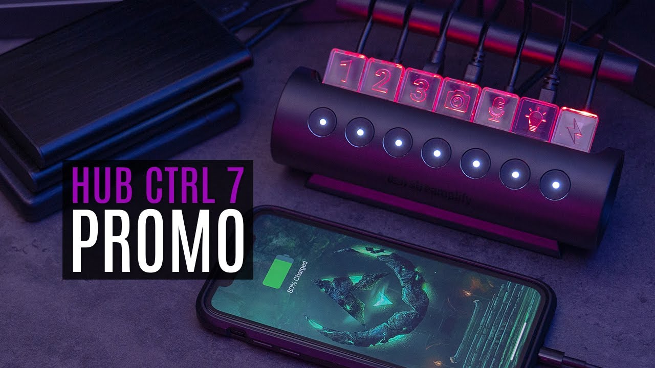 Streamplify HUB CTRL 7 USB Hub with RGB LEDs and 2.0A Charging | OcUK
