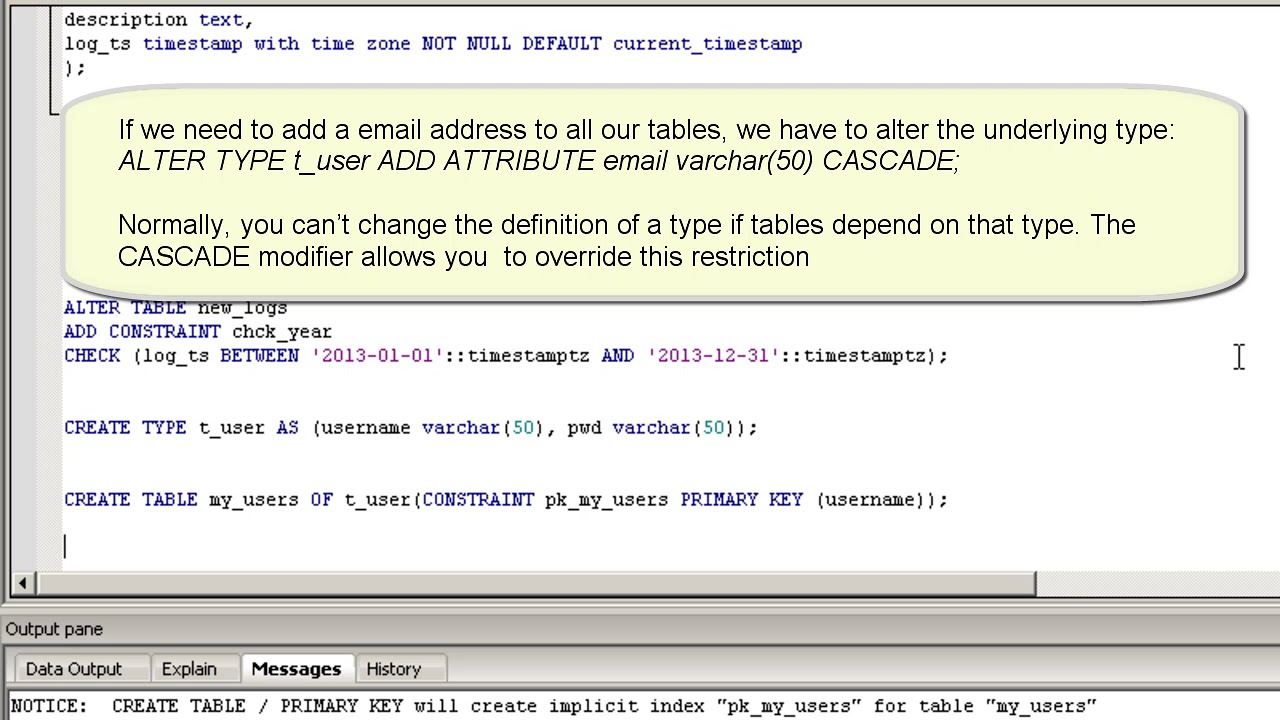 PostgreSQL tutorial: Tables and constraints (Lesson 7)