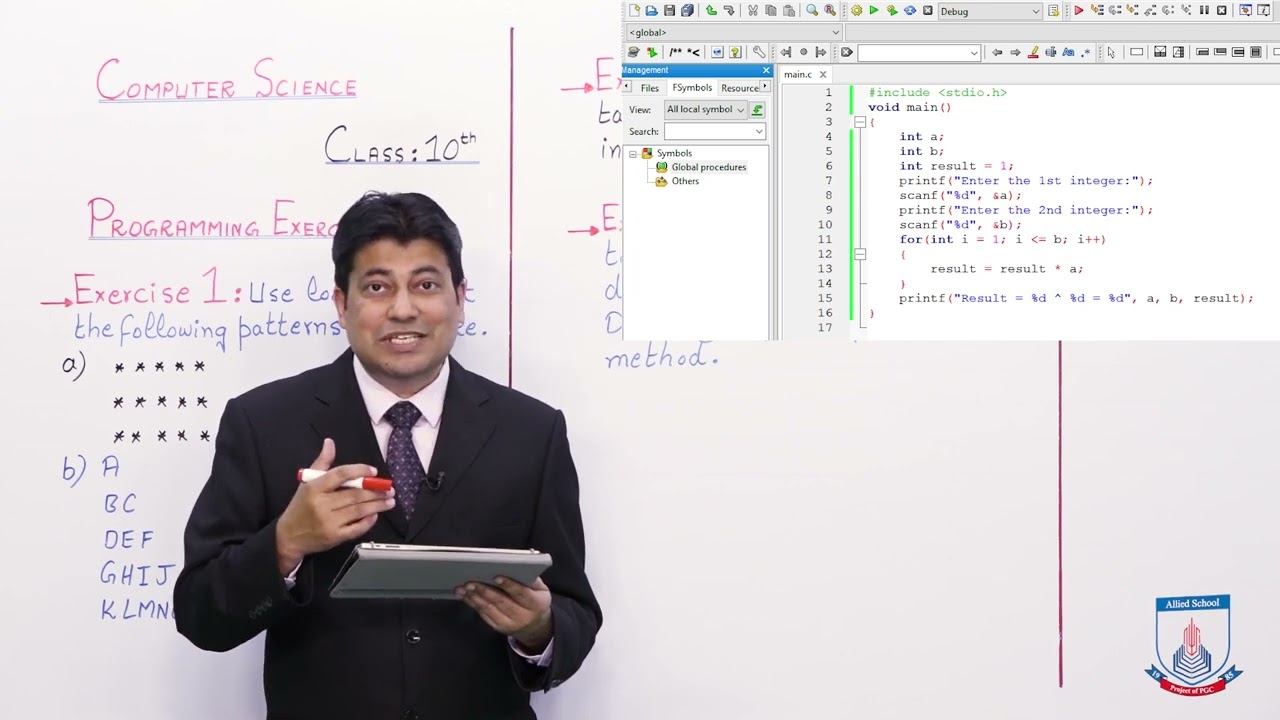 Class 10 - Computer Studies - Chapter 4 - Lecture 11 - Programming Exercises: 1 to 3 -Allied Schools