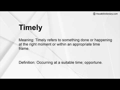 Timely Meaning