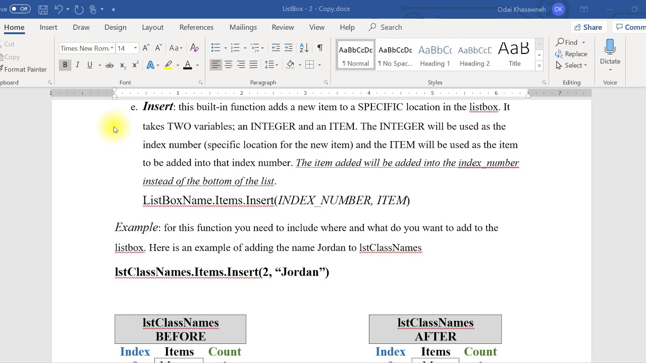 ListBox Items Functions