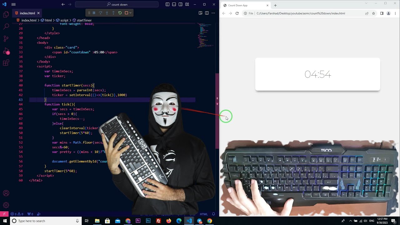 ASMR Programming - Coding Countdown Javascript - No Talking