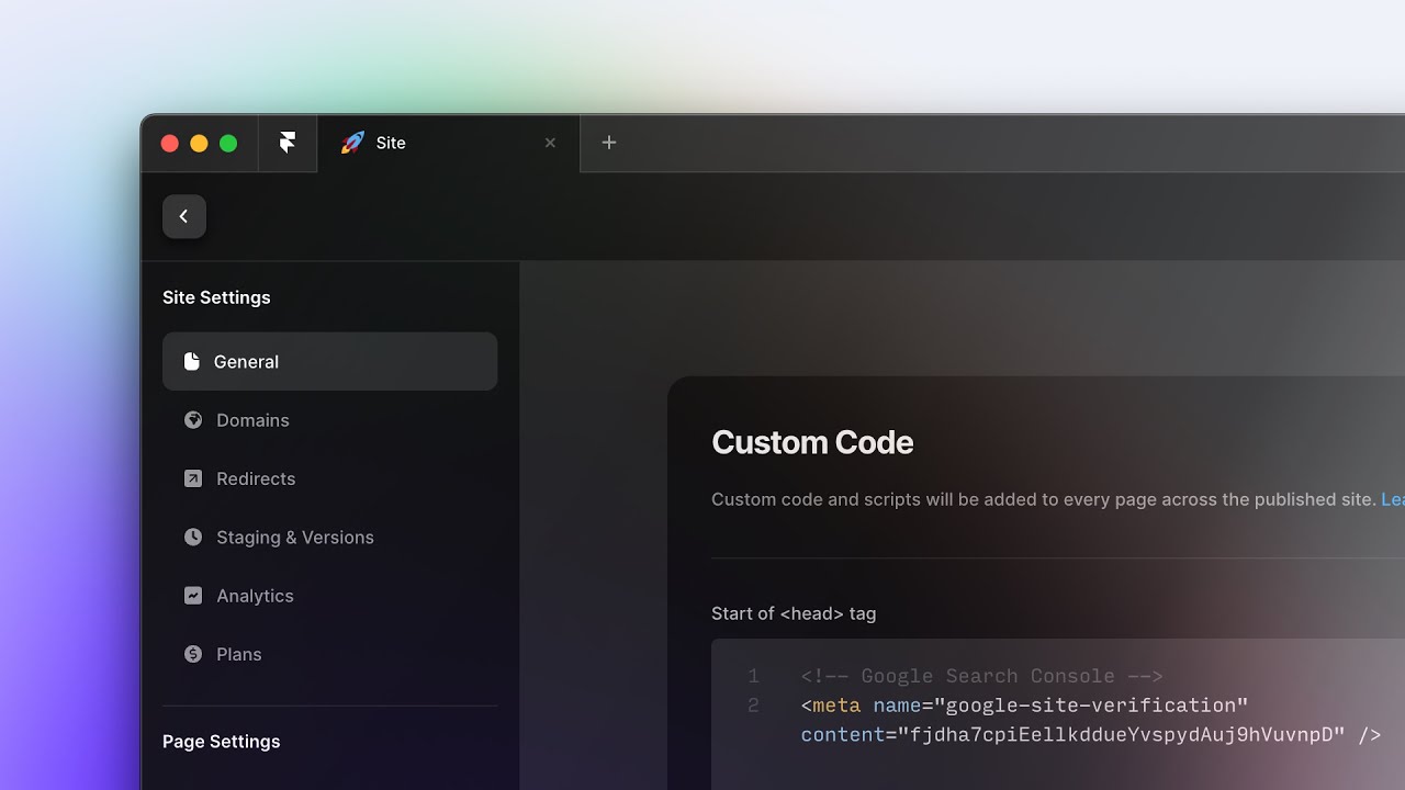 Adding Custom Code to a Page or your Entire Framer Site