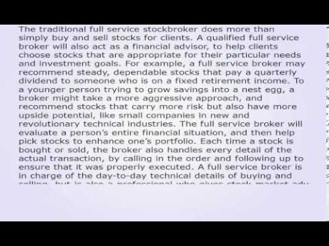 Full Service Versus Discount Stock Brokers 325