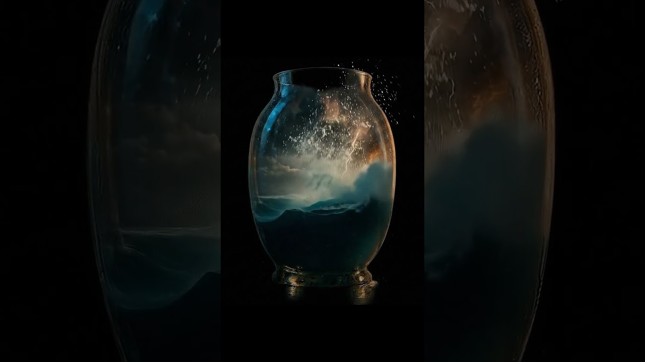 Epic Ocean Storm in a Glass Vase 🌊⚡ | Realistic Waves, Lightning & Thunder