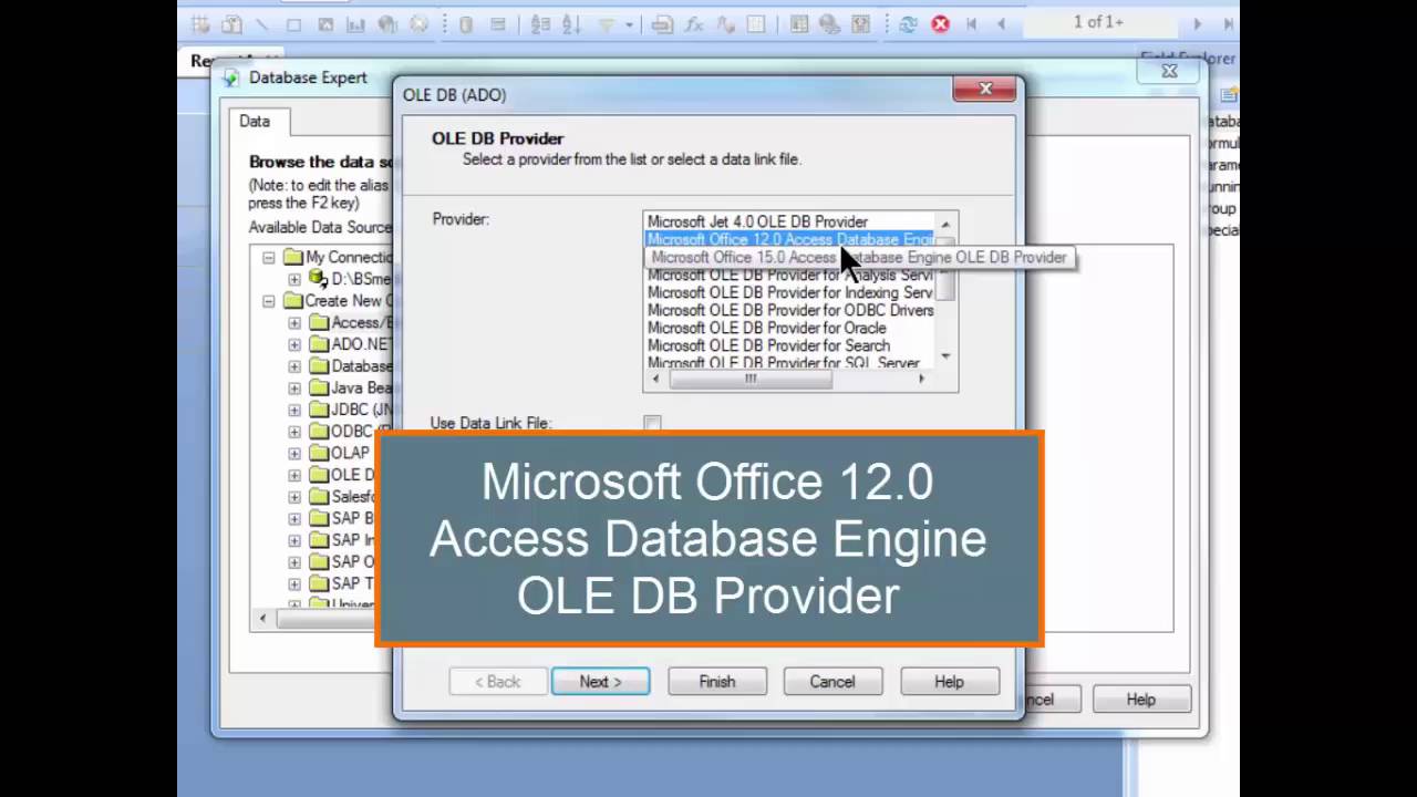 Create a Crystal Report using Excel Data