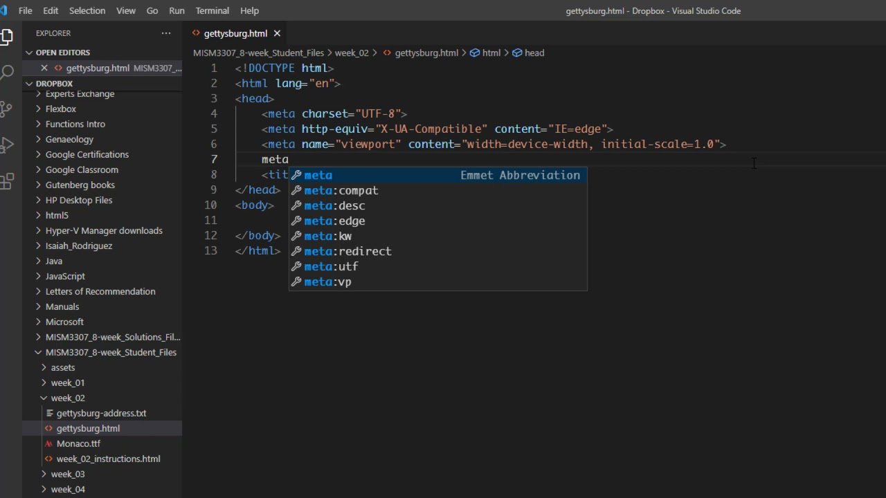 Create new HTML files in Visual Studio Code