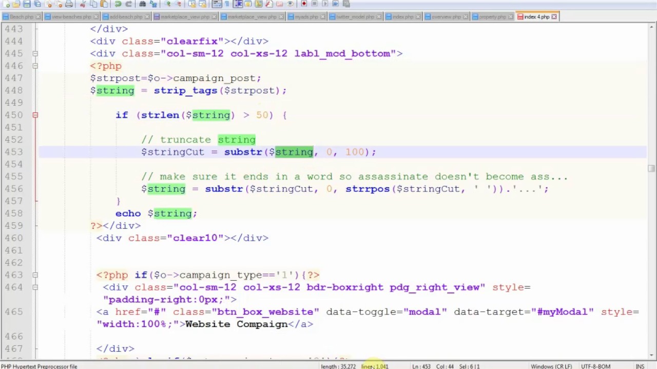 how to limit text length in php and provide read more link