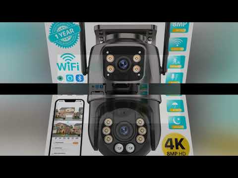 4K 8MP HD Wifi PTZ Camera Outdoor 6MP Dual Lens Dual Screen AI Auto Tracking IP Camera CCTV Audio Vi
