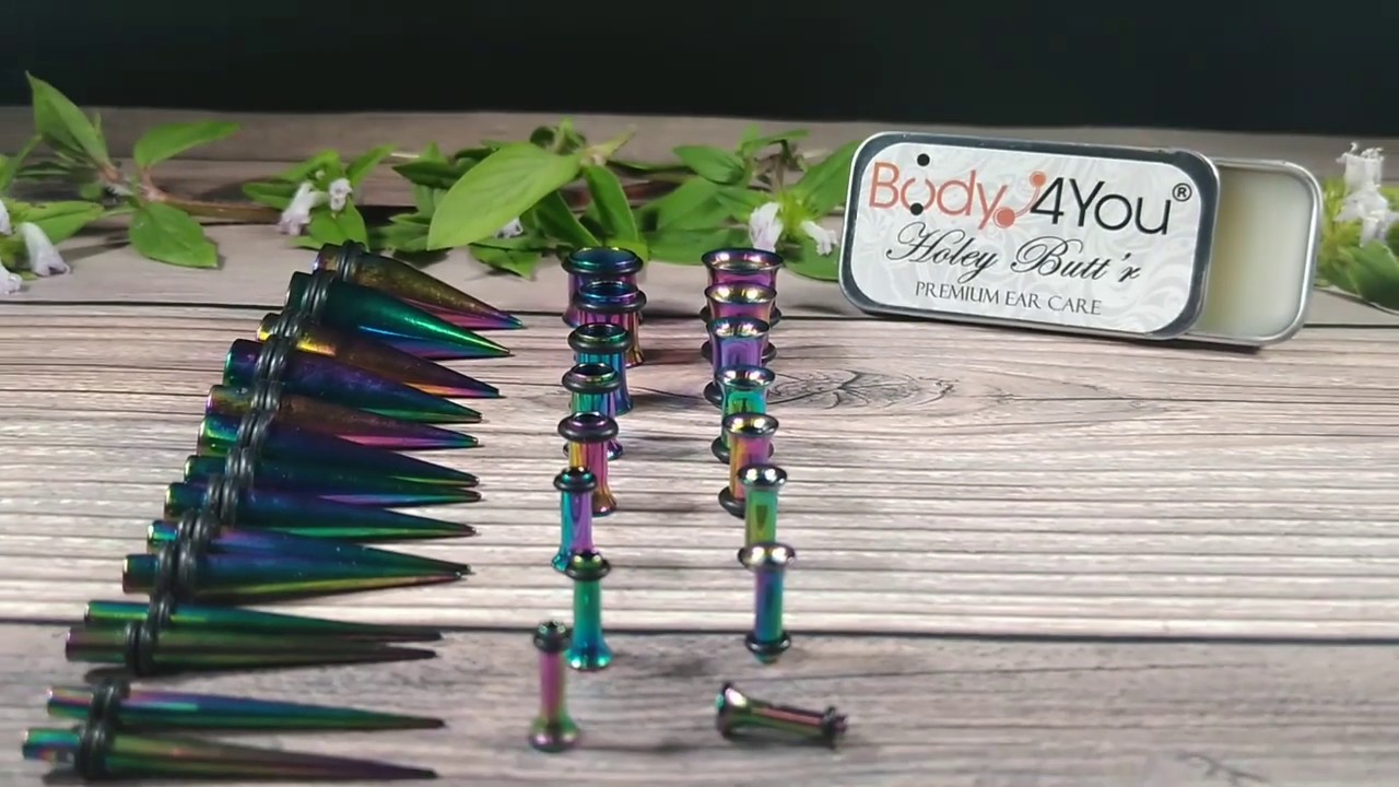 BodyJ4You Best Ear Stretching Gauges Kit for Stretching Your Ear Lobes | Plugs Tunnels Oil/Balm