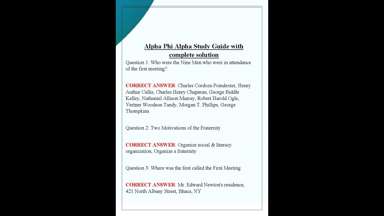 Alpha Phi Alpha Study Guide with complete solution0001