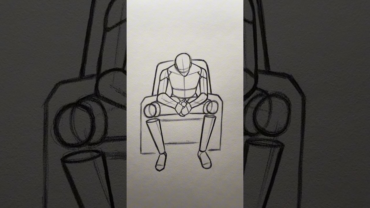 How to Draw Someone Sitting on a Chair ⭐️Tutorial⭐️ #drawing #pose #tutorial #howtodraw #shorts #art