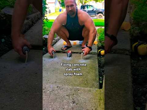 Raising sunken sidewalk 2" with can spray foam #DIY