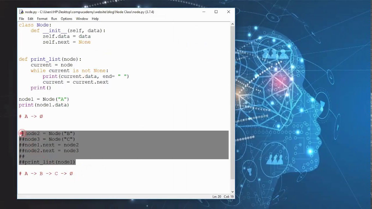 Node Class for a Linked List with Object Oriented Python