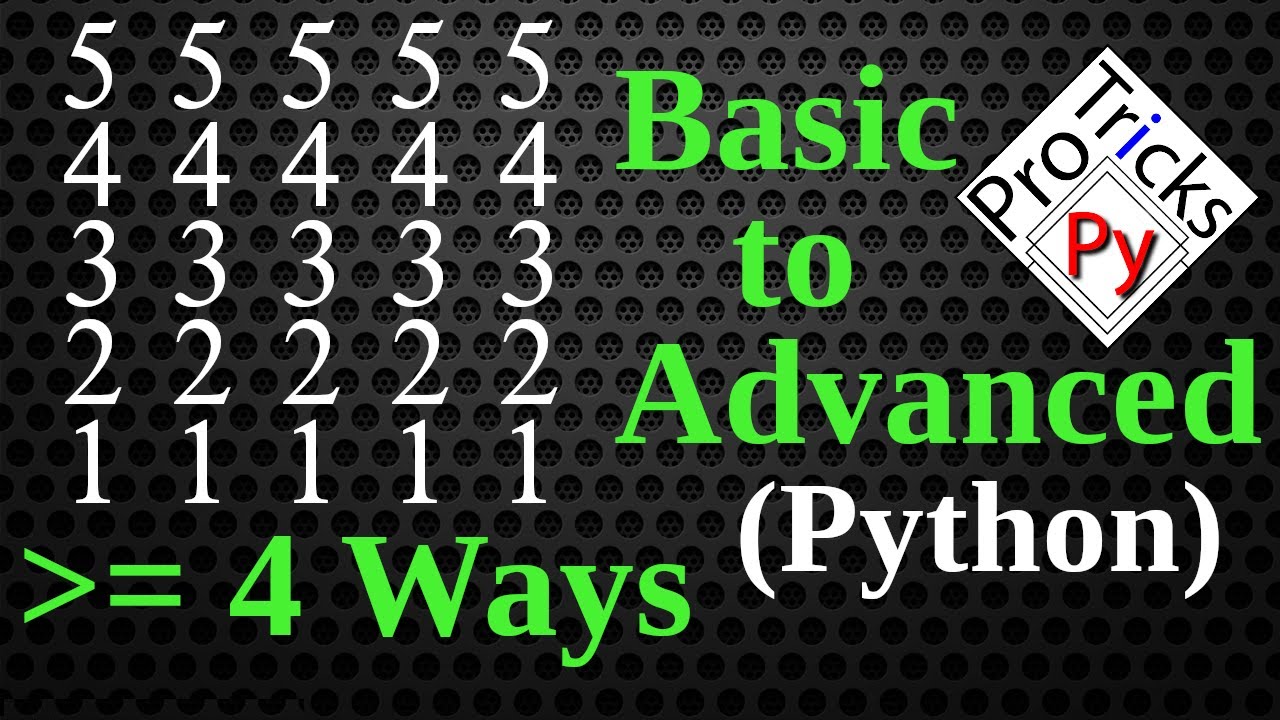 Python Pattern Program - Printing Numbers in Python | Number Pattern | Python Number Pattern 3