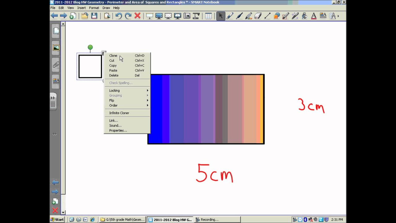 Video Walkthrough:  Perimeter and Area of Squares and Rectangles