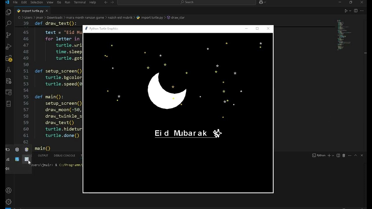 Create an Eid Mubarak Animation with Python | Coding Art 🌟