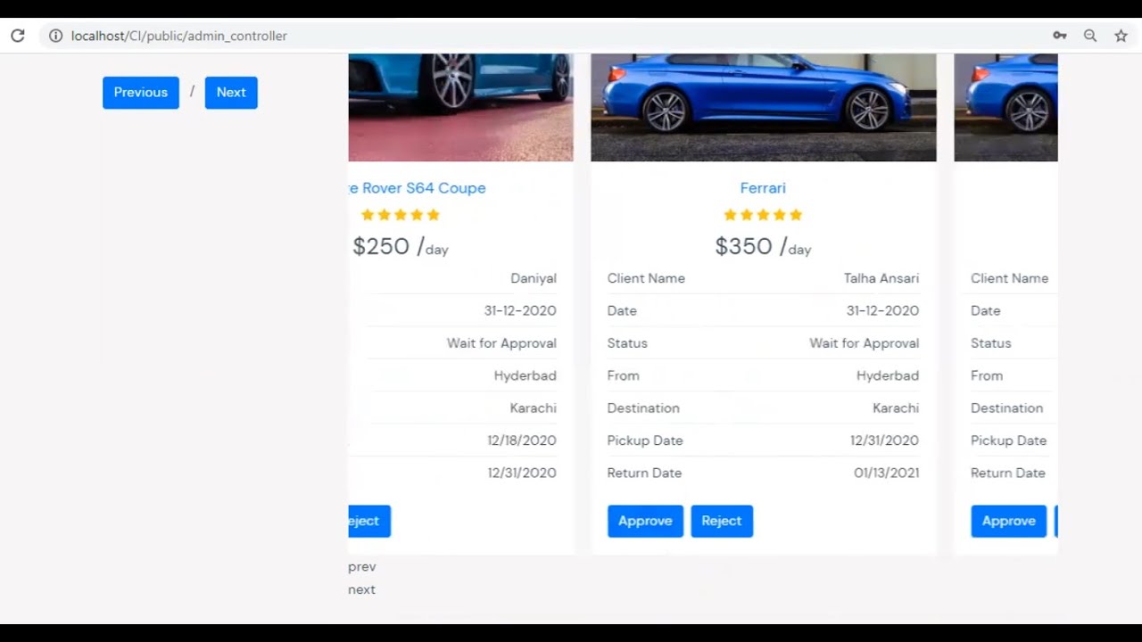 Car Rental System CodeIgniter PHP
