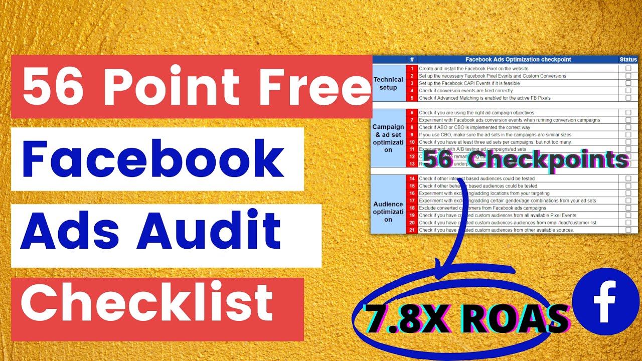 Free Facebook Ads Audit Checklist - 56 Checkpoints To Optimize & Audit Your Facebook Ads Campaigns