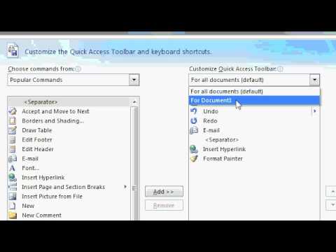Microsoft Word 2007 - Customizing the Quick Access Toolbar