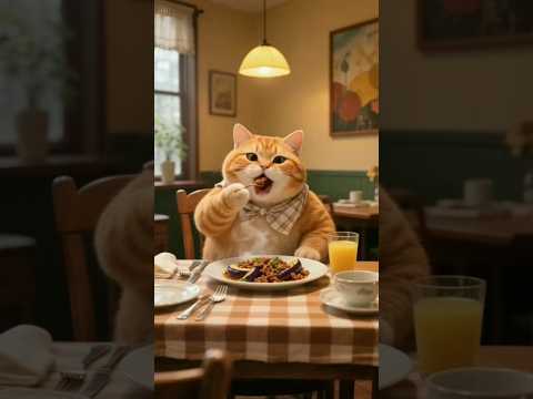 cat eating dinner