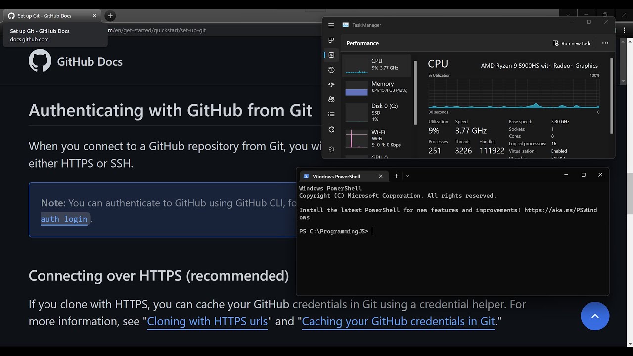 Authenticating with GitHub from Git - Connecting Over HTTPS