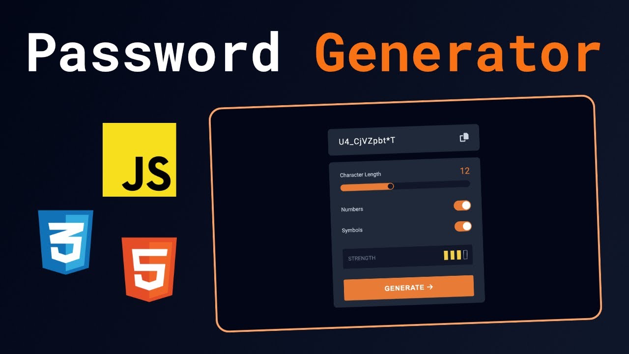 Beautiful Password Generator using only HTML, CSS, and JavaScript | Step-by-Step Tutorial