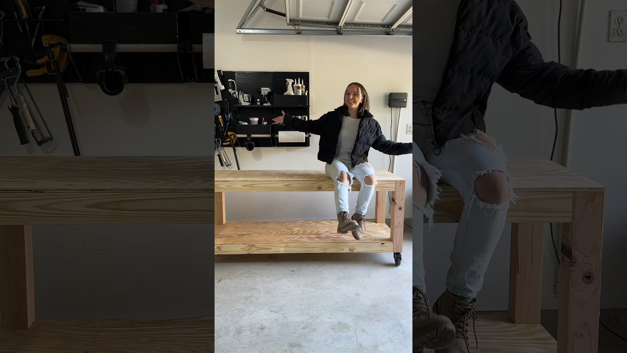 Easy DIY mobile workbench! Would you give this a try? Lemme know what you think! #workbench #diy