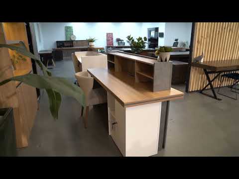 JARIN Reception Desk with Panel - Carbon Grey & White Colour
