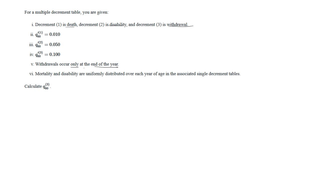 Multiple Decrement Example