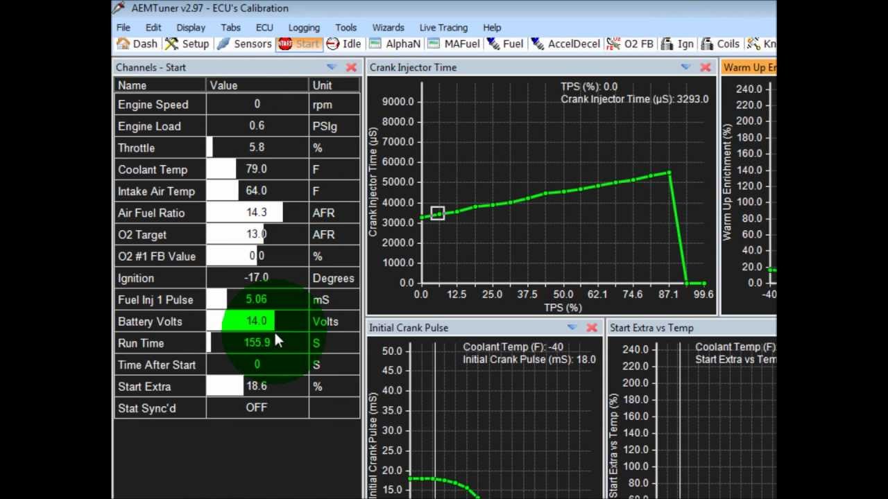 Radium EMS Tutorial: AEMTuner Start and Idle