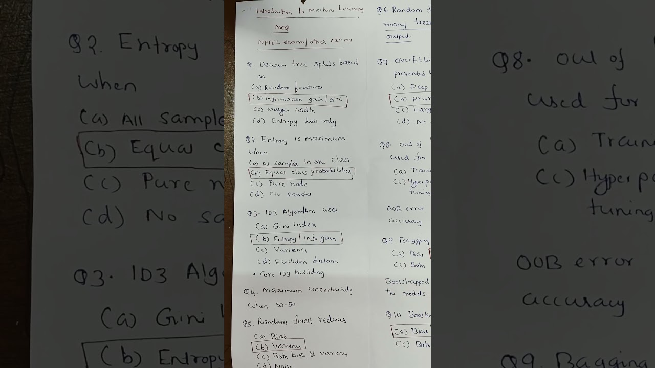 Introduction to Machine Learning | NPTEL exam Preparation | Important Questions and Answers ML & DL