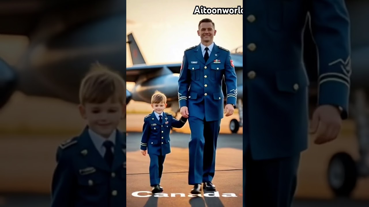 Royal airforce dad with son on the runway fashion show #aiart #military #shorts #royaldrama #fashion