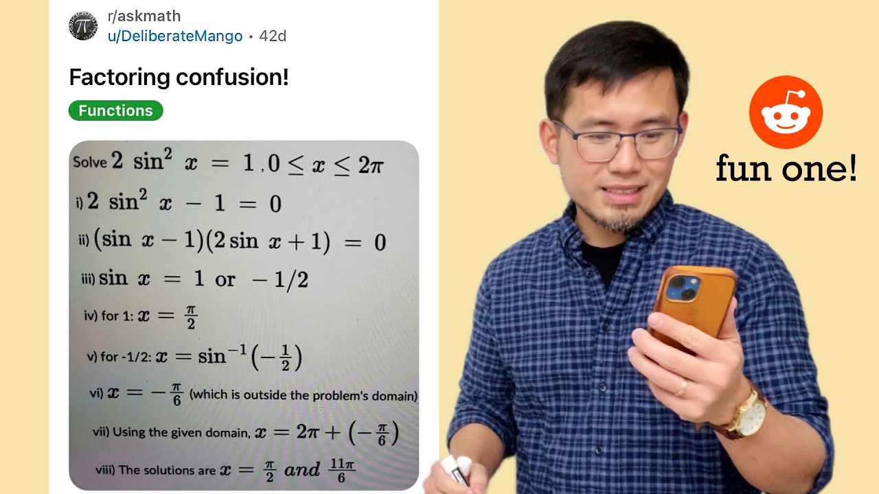 Factoring confusion! Trig equation 2sin^2(x)=1, Reddit r/askmath